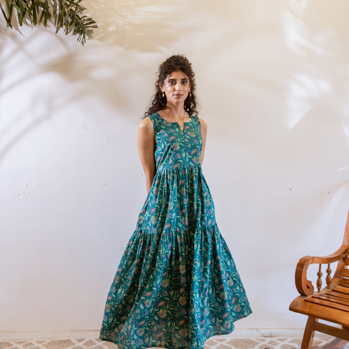 Bagh Green frill dress – rivaajclothing