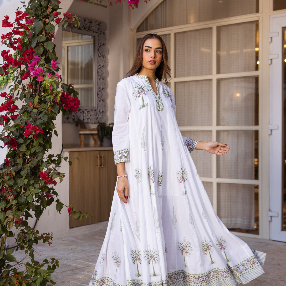Picnic Palm Tree Kalidar Dress – rivaajclothing
