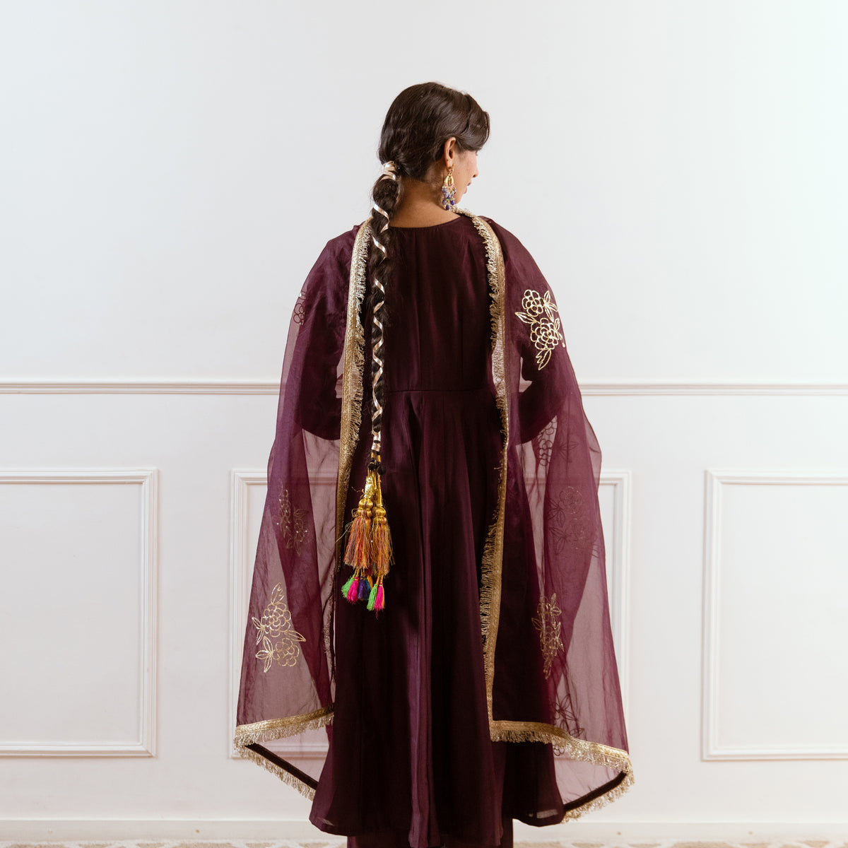 Salma Sitara Pitta work Anarkali set- Plum – rivaajclothing