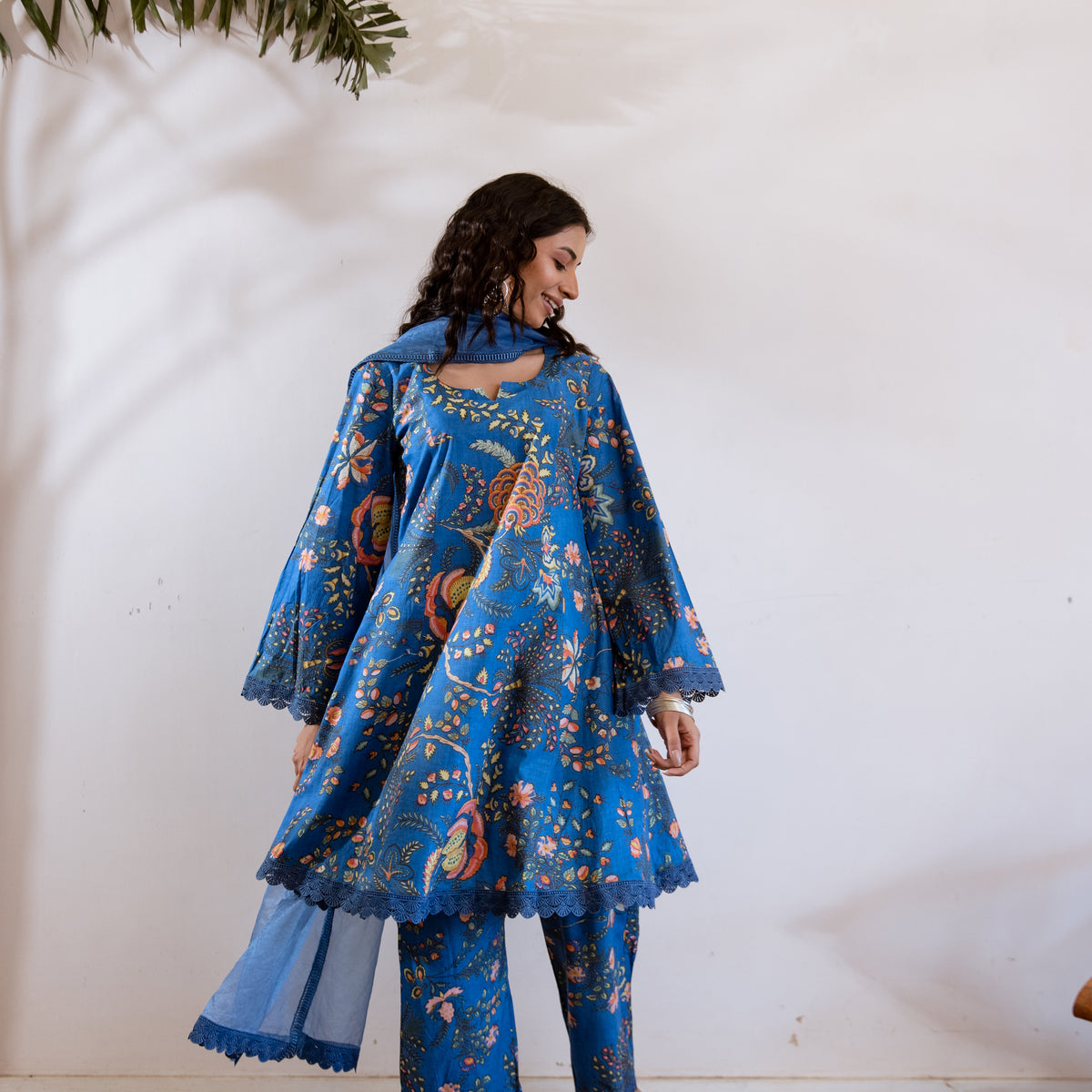 Bagh Blue floral twin set – rivaajclothing