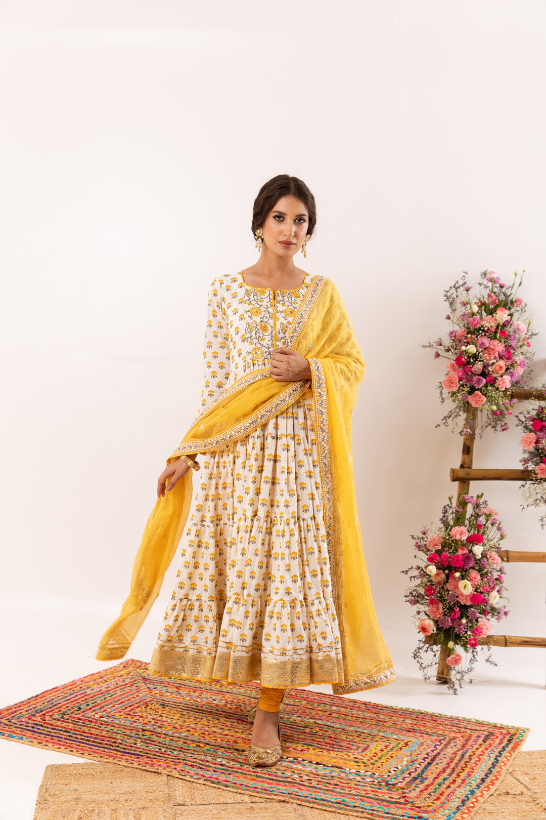 Nayab Sunshine yellow Anarkali Set of 3 – rivaajclothing